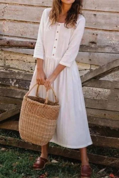 Платье женское длинное из хлопка и льна Повседневный Сарафан с коротким рукавом и круглым