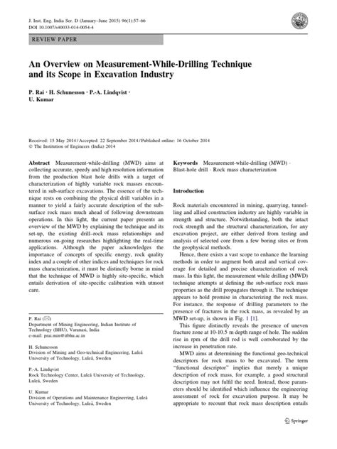 An Overview On Measurement While Drilling Technique And Its Scope In