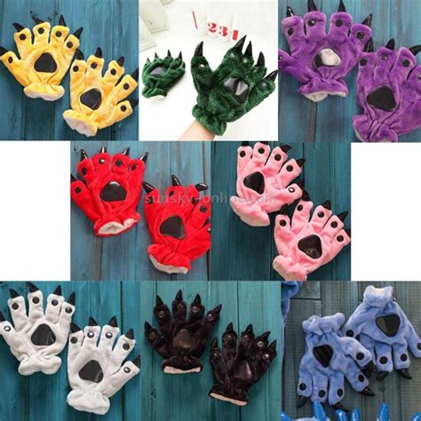 한 쌍의 크리스마스 선물 귀여운 만화 공룡 발톱 겨울 따뜻한 장갑 검은 색