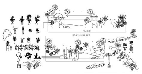 Garden Tree And Plant CAD Drawing