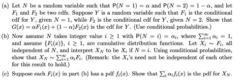 Solved A Let N Be A Random Variable Such That P N A Chegg