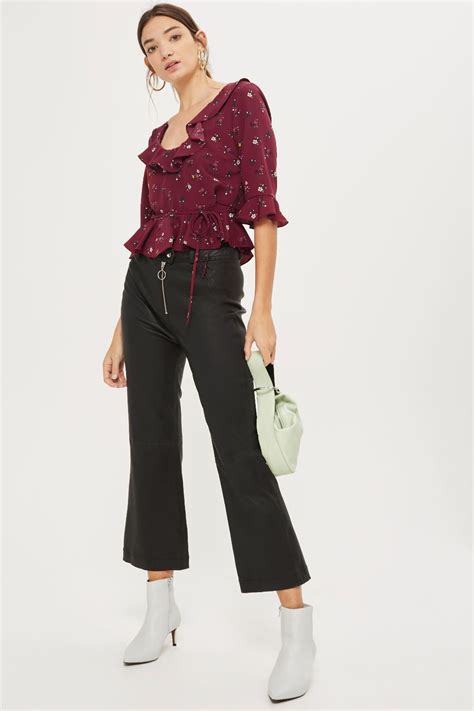 Ditsy Print Frill Blouse Topshop