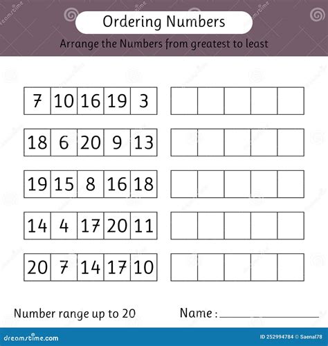 Ordering Numbers Worksheet Arrange The Numbers From Greatest To Least