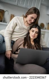Same Sex Couple Using Blurred Laptop Stock Photo Shutterstock