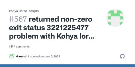 Returned Non Zero Exit Status 3221225477 Problem With Kohya Lora Training · Issue 567 · Kohya