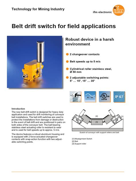 Ifm Belt Drift Switch For Field Applications Pdf Switch