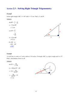 Section Solving Right Triangle Trigonometry Section Solving Right Triangle