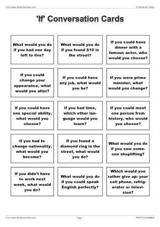 Conditionals Worksheets ESL EFL Activities And Lesson Plans Speaking Activities English Esl