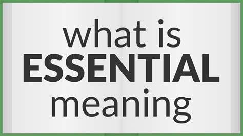 Essential Meaning Of Essential Youtube