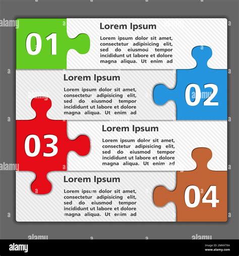 Template Of Design With Four Puzzle Pieces Vector Eps10 Illustration Stock Vector Image And Art