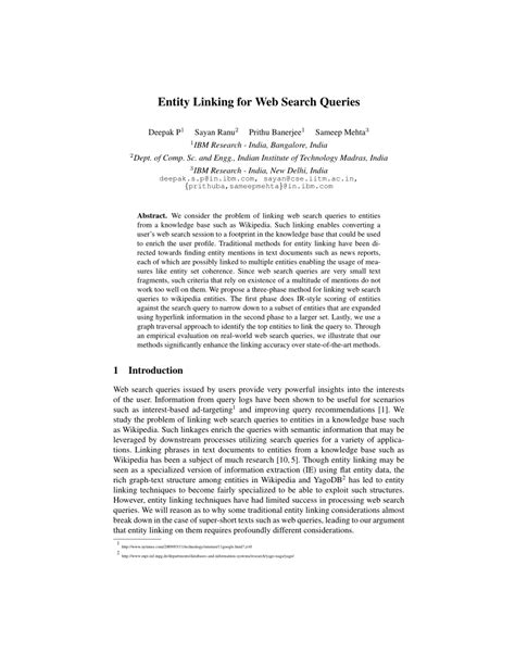 Pdf Entity Linking For Web Search Queries