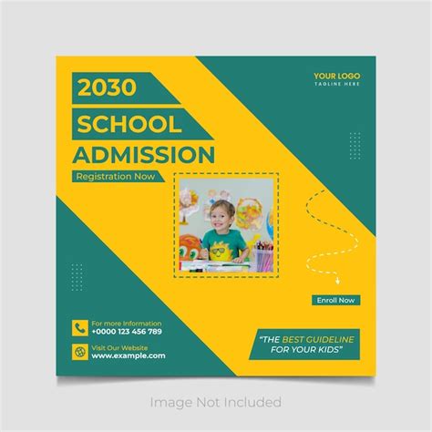 학교 입학 소셜 미디어 게시물 평면 벡터 템플릿 디자인 프리미엄 벡터