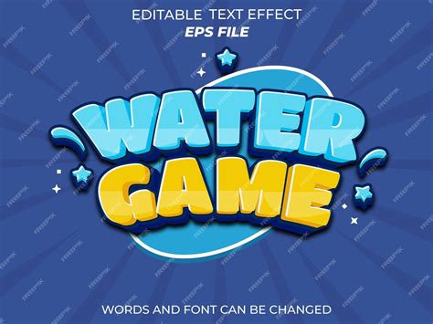 Premium Vector Water Game Text Effect Font Editable Typography 3d Text For Games Vector Template