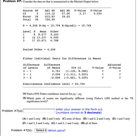 solved problem 7 consider the data set that is summarized