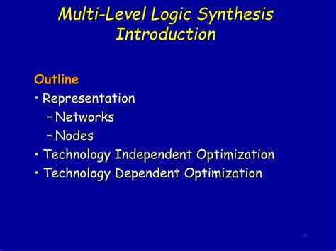 Ppt Multi Level Logic Synthesis Introduction Powerpoint Presentation