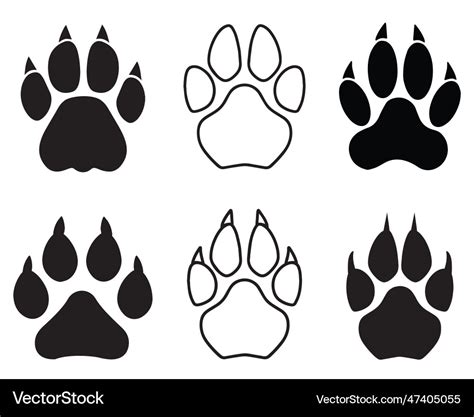 Cougar Paw Silhouette Bundle Royalty Free Vector Image