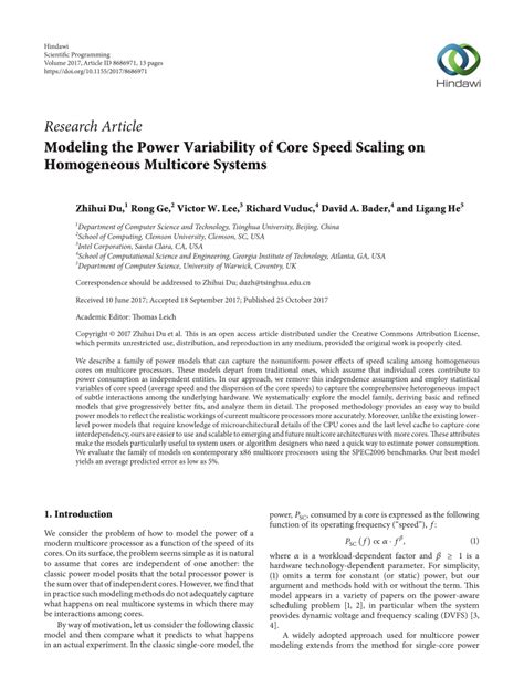 Pdf Modeling The Power Variability Of Core Speed Scaling On