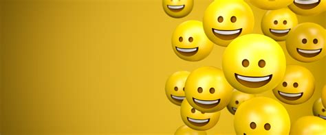 넓은 미소 이모티콘 웃는 큰 그룹의 3d 렌더링 복사 공간 웹 배너 크기 긍정적인 감정 표현에 대한 스톡 사진 및 기타 이미지