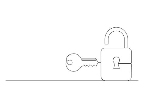 Premium Vector Continuous One Line Drawing Of Lock And Key Password