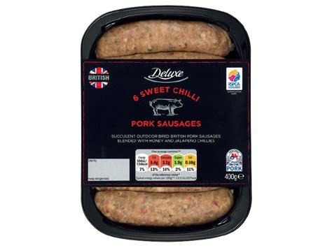 DELUXE Sweet Chilli Caramelised Onion Sausages Lidl Great Britain Specials Archive
