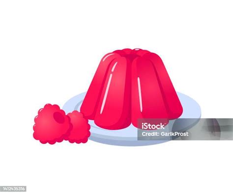 핑크 젤리 달콤한 디저트 접시에 라즈베리 베리 만화 벡터 일러스트 레이 션 0명에 대한 스톡 벡터 아트 및 기타 이미지 0명 3차원 형태 과일 Istock