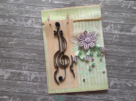 Квилинг картичка за учител Рожден ден Любител на музиката