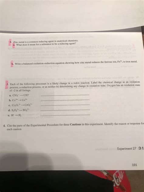 Solved Zinc Metal Is A Common Reducing Agent In Analytical