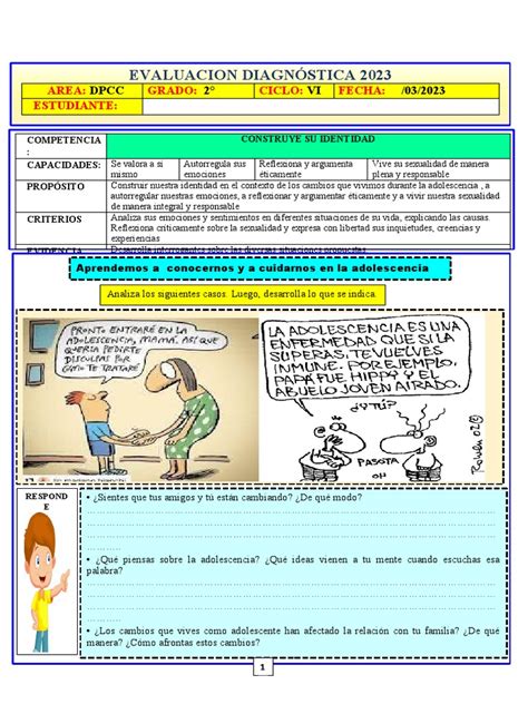 Dpcc 2° EvaluaciÓn DiagnÓstica 2023 1 Pdf Autoestima Pensamiento