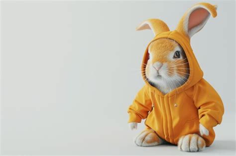 Rabbit Wearing A Hoodie Premium Ai Generated Image