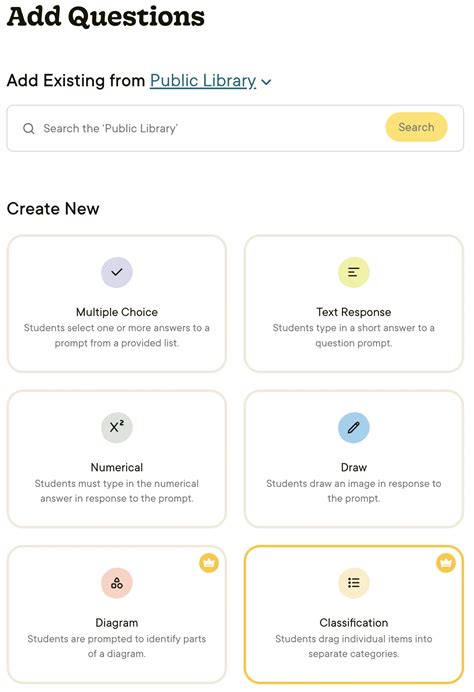 Create A Classification Question In My Practice Set