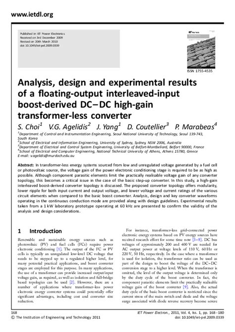 Pdf Analysis Design And Experimental Results Of A Floating Output