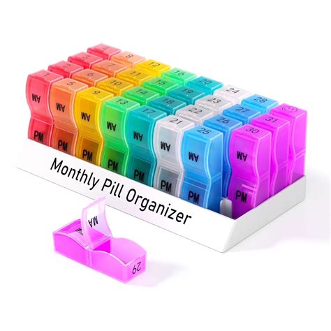 Ryzorq Monthly Pill Organizer Compact 2 Times A Day Pill Box 30 Day