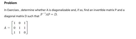 solved in exercises determine whether a is diagonalizable