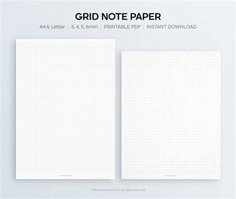 Grid Note Paper Printable A4 And Letter Grid Paper Grid Notes Writing