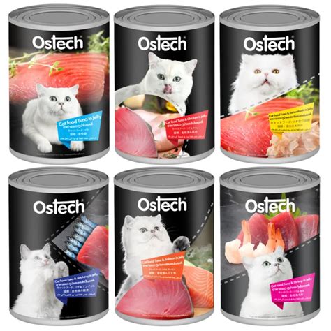 Ostech ออสเทค อาหารกระป๋อง แมวปลาทูน่าในเยลลี่ ชนิดเปียก ขนาด 400 G