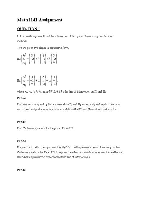 Math Assignment 1010 Math1141 Assignment Question 1 In