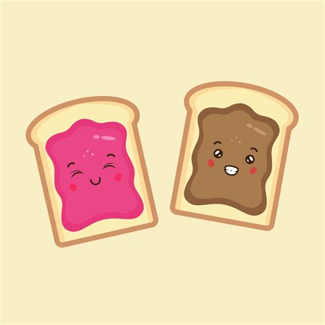 Cute Bread With Chocolate Jam And Strawberry Jam 1895872 Vector Art At