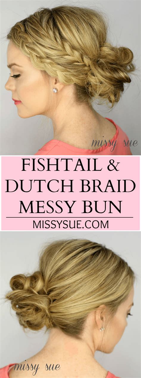 Fishtail And Dutch Braid Messy Bun
