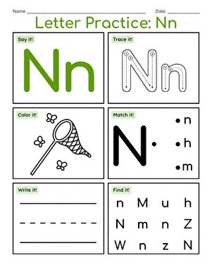 Letter Practice Nn Worksheet