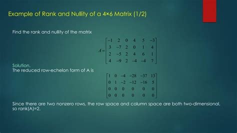 Row Space Column Space Null Space And Rank Nullity And Rank Nullity