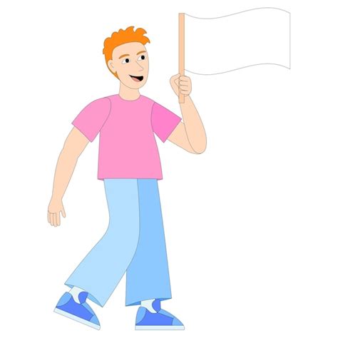 Premium Vector Young Man Holding Flag Boy Waving A Flag And Smiling