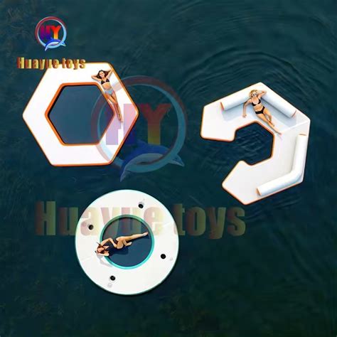 Round Teak Drop Stitch Water Pontoon Platform Inflatable Yacht Island Floating Dock Round