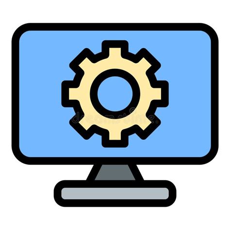 Computer Engineering Icon In Flat Line Style Representing Hardware Software Development And