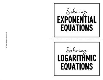 Exponential And Logarithmic Equations Editable Foldable Notes For Algebra
