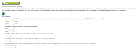 Solved B By Graphing The Npv Profiles For Plan A And Plan