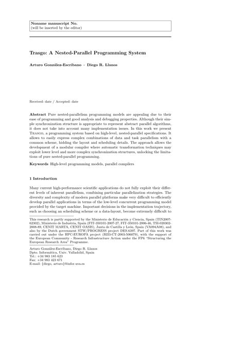Pdf Trasgo A Nested Parallel Programming System