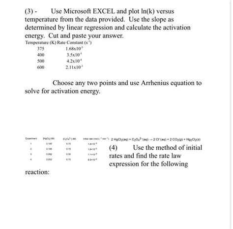 Solved 3 Use Microsoft Excel And Plot Lnk Versus