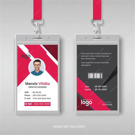 현대적이고 미니멀한 신분증 템플릿 회사 직원을 위한 창의적인 신분증 디자인 프리미엄 벡터