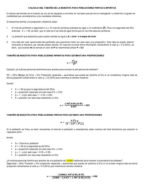 Teoria Para El Calculo Del Tamaño De La Muestra Unill B 2018