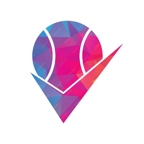 Проверьте дизайн векторного логотипа тенниса Логотип теннисного мяча и галочки Премиум вектор